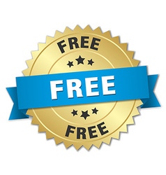 Free entry round isolated gold badge Royalty Free Vector