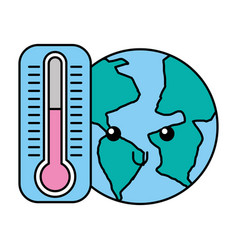 Climate change map earth thermometer color Vector Image