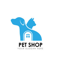 Round logo with cat and text pet shop Royalty Free Vector