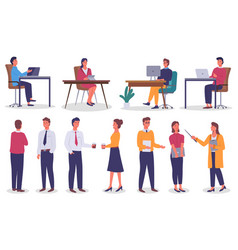 Workplace using computers set businesspeople Vector Image