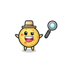Round cheese mascot as a detective who Royalty Free Vector