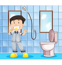 Kids brushing teeth in bathroom Royalty Free Vector Image