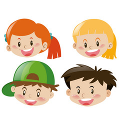 Four happy faces children Royalty Free Vector Image