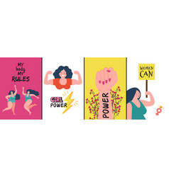 Pink girl power poster Royalty Free Vector Image