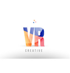 Metal blue alphabet letter vr v r logo company Vector Image