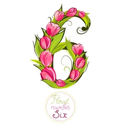 Number 6 floral decorative ornament Royalty Free Vector