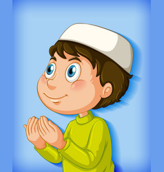 Muslim boy reading from quran Royalty Free Vector Image