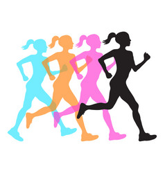 Group of children silhouettes running Royalty Free Vector