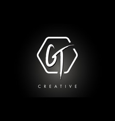 Gt g t brushed letter logo design with creative Vector Image