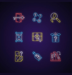 Eyebrows shaping neon light icons set Royalty Free Vector