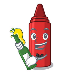 With beer black crayon isolated in cartoon Vector Image