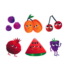 Cute humanized fruit with smiling face big Vector Image