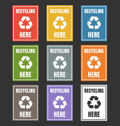 Waste management labels set sorting Royalty Free Vector