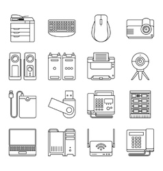 Set of electronic device outline icons Royalty Free Vector