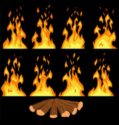 Fire animation frames icons Royalty Free Vector Image