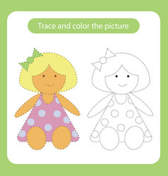 Teddy bear toy with simple shapes trace and color Vector Image