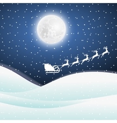 Santa claus goes to sled reindeer of the moon Vector Image