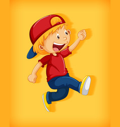 Cute boy wearing red cap with stranglehold Vector Image