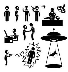 Cartoon alien holding a sign Royalty Free Vector Image