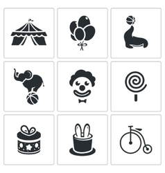 Circus performance decorative icons set Royalty Free Vector
