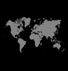Greyscale world map on black background Royalty Free Vector