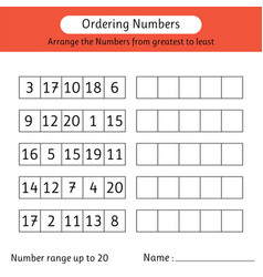 Numbers for kids worksheet for kindergarten Vector Image