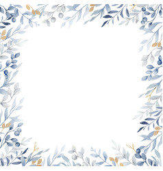 Watercolor floral border dusty blue blush Vector Image