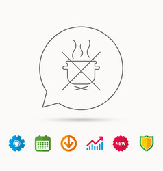 Boiling saucepan icon Do not boil water sign Vector Image