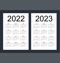 Colorful calendar for 2022 2023 years week Vector Image