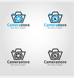 Camera store logo template Royalty Free Vector Image