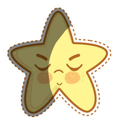 White kawaii cute star with big eyes and cheeks Vector Image