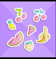 Cute funny girl teenager colored stickers set Vector Image