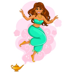Genie granting the wish Royalty Free Vector Image