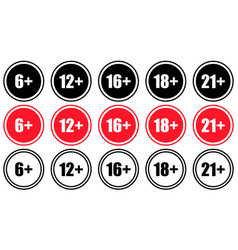 Set marks age limit sing restriction of the age Vector Image