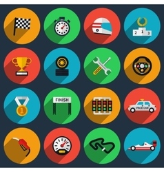 Set racing icons in flat style Royalty Free Vector Image