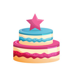 Birthday square cake with candle cartoon Vector Image
