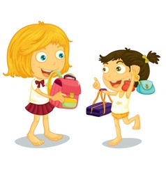 School children getting ready Royalty Free Vector Image