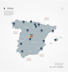 Spain higt detailed map with subdivisions Vector Image