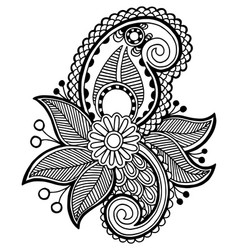 Black line art ornate flower design collection Vector Image