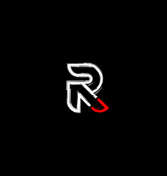 Grunge white red black alphabet letter r logo Vector Image