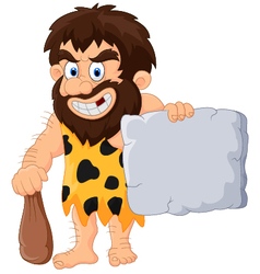 Caveman with stone tablet Royalty Free Vector Image