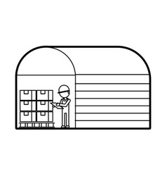 Warehouse worker display rack Royalty Free Vector Image