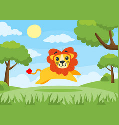 Stickman cartoon of tourist running away from lion