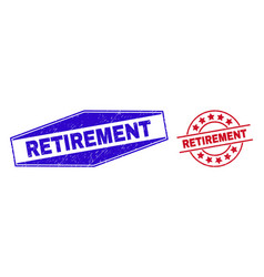 Retirement grunged stamp seals in circle and Vector Image