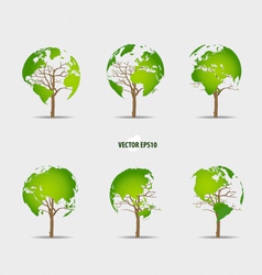 Tree shaped world map Royalty Free Vector Image