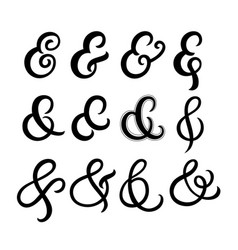 Big collection of custom handwritten ampersands Vector Image