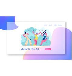 Happy female characters cheerfully singing Vector Image