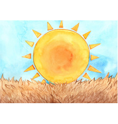 Abstract rural landscape with rising sun Vector Image