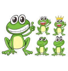 Cute green frogs croaking frog on nature cartoon Vector Image