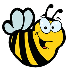 Smiling bee flying with a honey bucket Royalty Free Vector